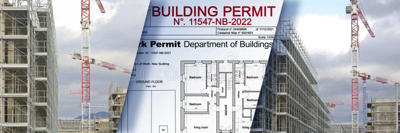 Building Permit Concept with Building Construction Site and Approved ...