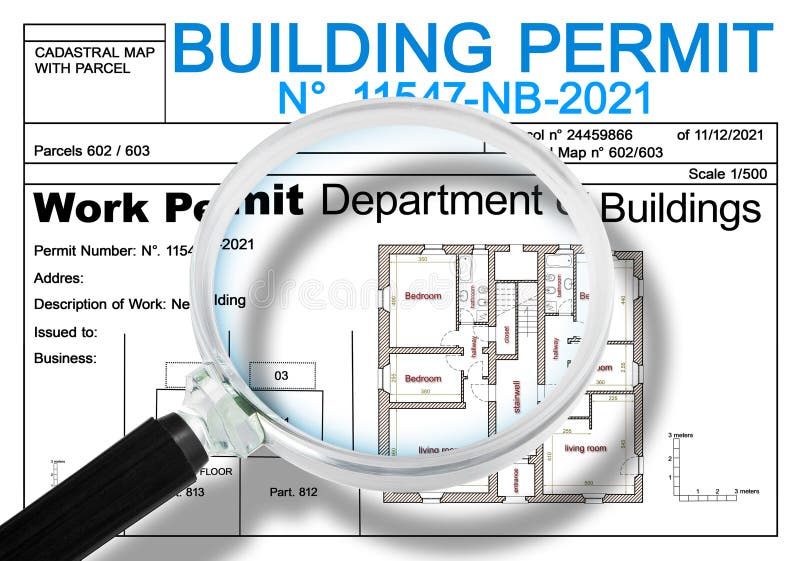 Building Permit Concept Illustration with Imaginary Residential ...