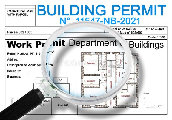 Building Permit Concept Illustration with Imaginary Residential ...
