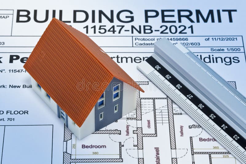 Building Permit Concept with Imaginary Building Approvation and Stock ...