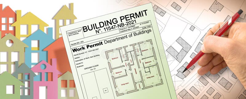 Building Permit Concept with Imaginary General Urban Plan and Cadastral ...