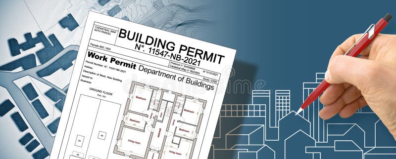 Building Permit Concept with Imaginary General Urban Plan and Cadastral ...