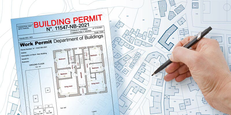 Building Permit Concept with Imaginary General Urban Plan and Cadastral ...