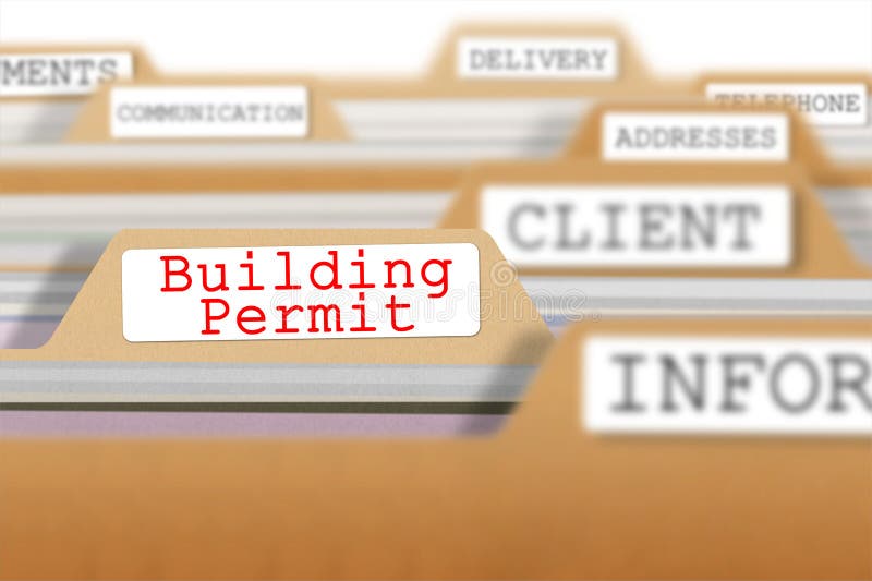 Building Permit Concept with Word on Folder Register of Card Index ...