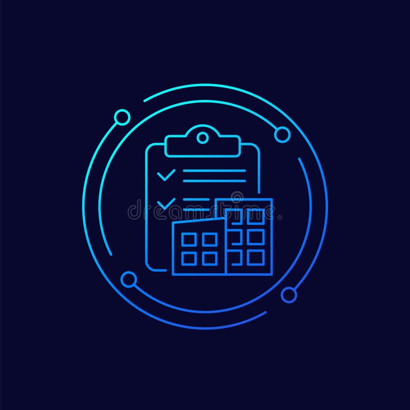 Building Permit Icon, House Project Linear Design Stock Illustration ...