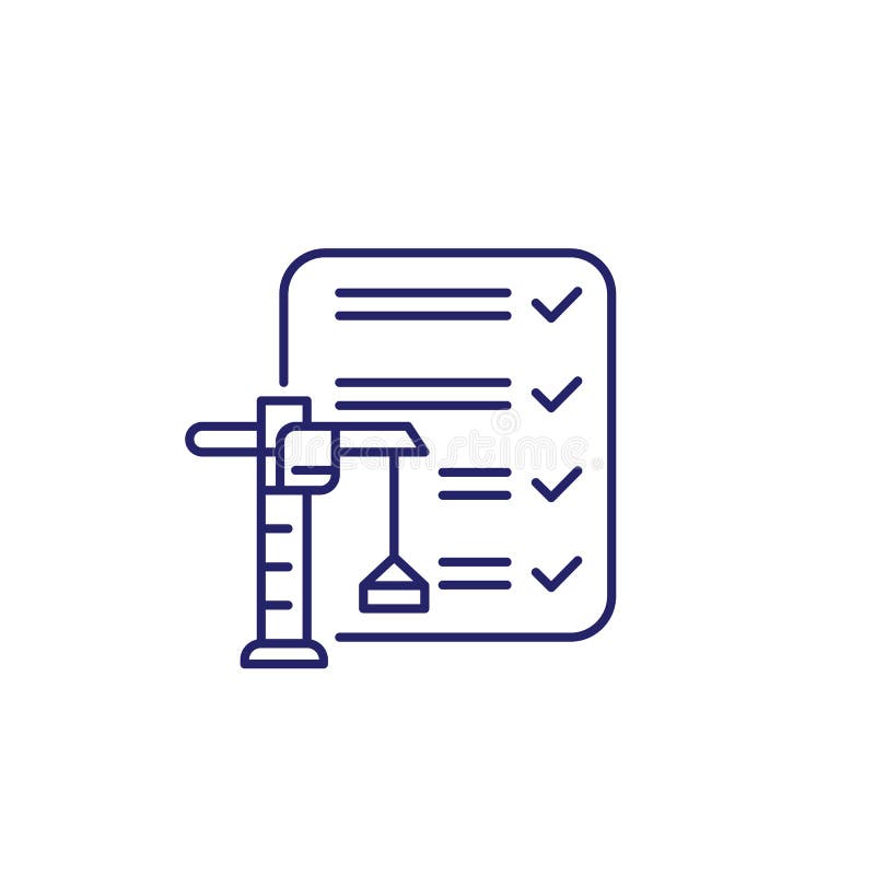 Building Permit Line Icon on White Stock Vector - Illustration of ...