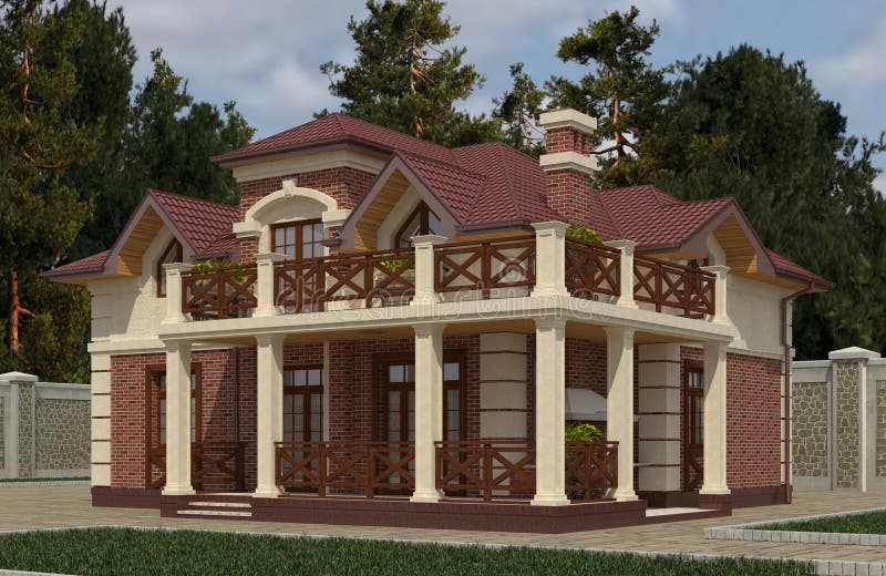 Building Photo Realistic Render 3D Illustration Stock Illustration ...