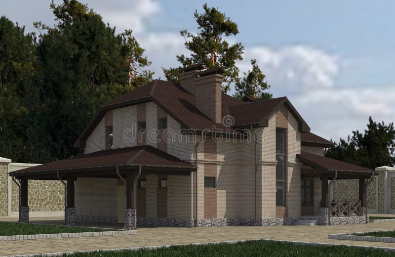 Building Photo Realistic Render 3D Illustration Stock Illustration ...