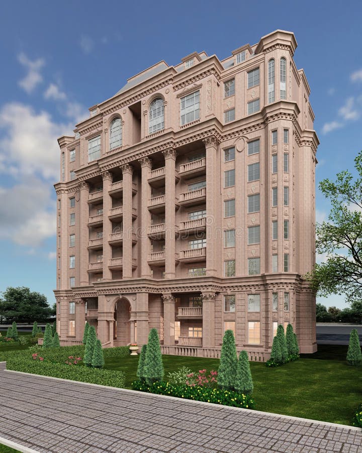 Building Photorealistic Render Stock Illustration - Illustration of ...