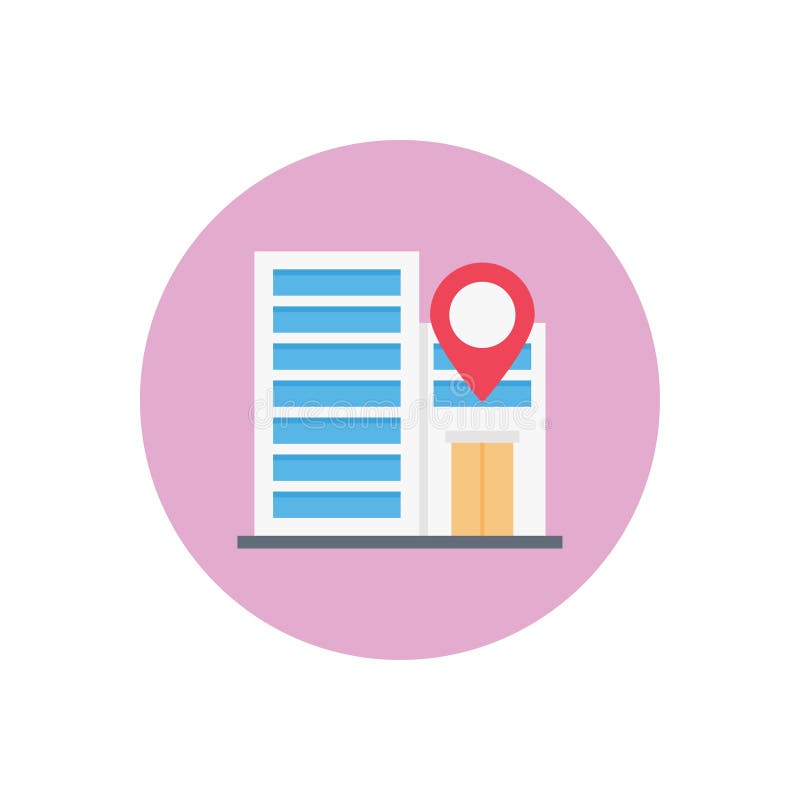 Building Pin Flat Color Icon Stock Vector - Illustration of search ...