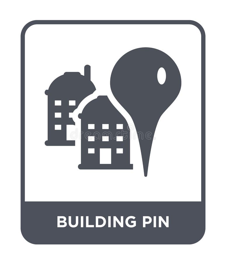 Building Pin Icon in Trendy Design Style. Building Pin Icon Isolated on ...