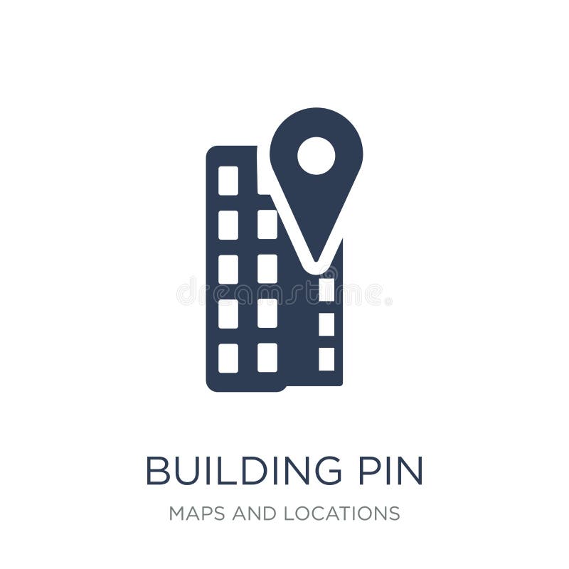 Building Pin Icon. Trendy Flat Vector Building Pin Icon on White Stock ...