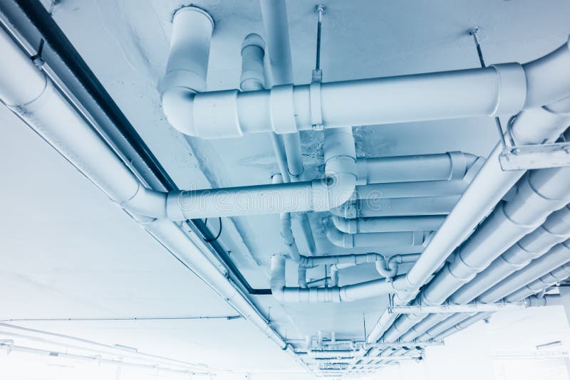 Clean Line White Water Pipes Watering System Pipe Engineer Design Stock ...