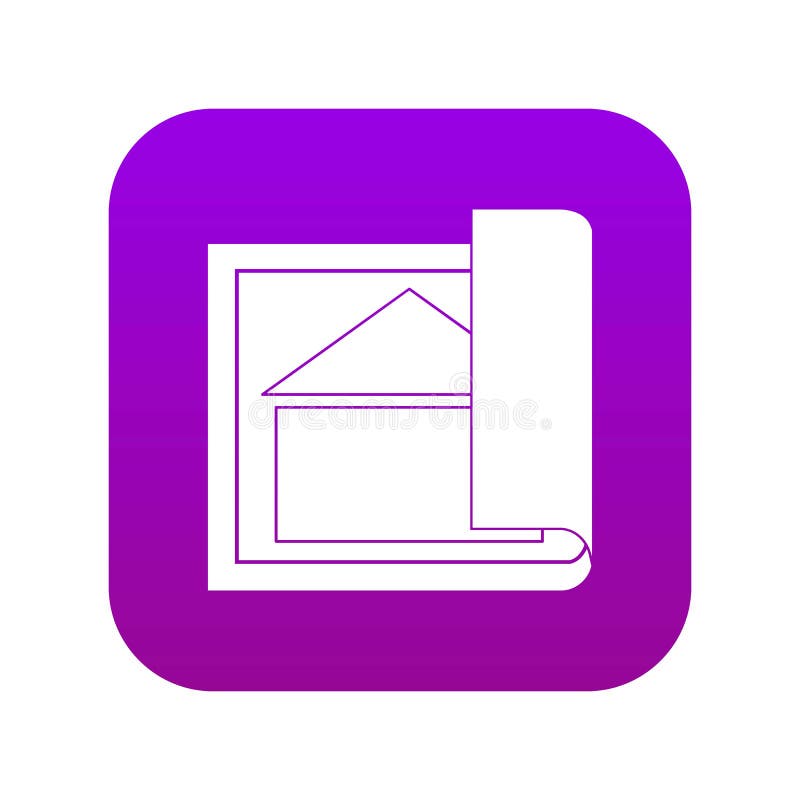Building Plan Icon Digital Purple Stock Vector - Illustration of model ...