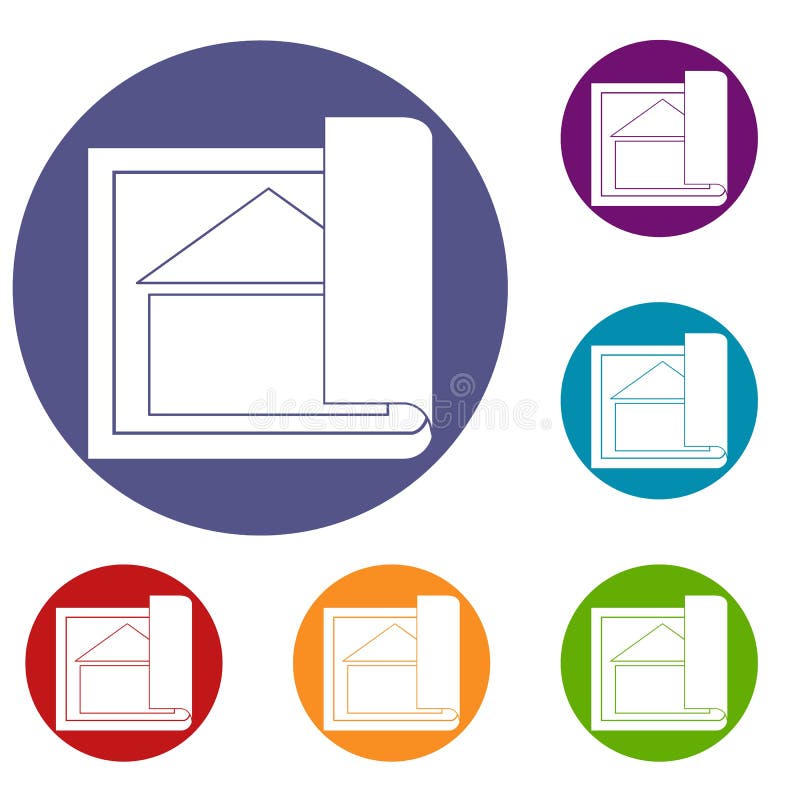Building plan icons set stock vector. Illustration of drawing - 95679794