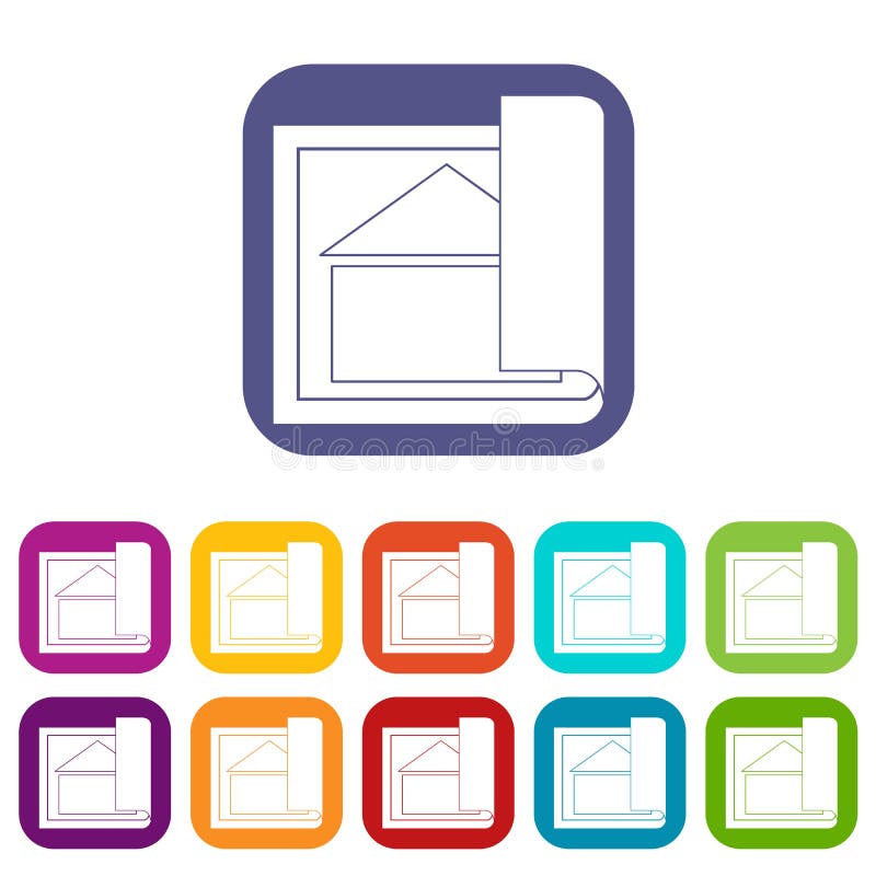 Building plan icons set stock vector. Illustration of designer - 107136909