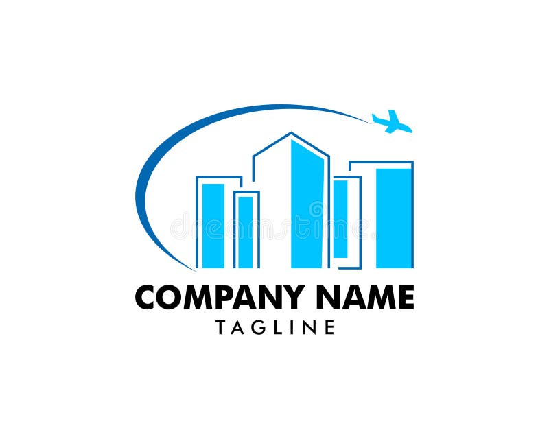 Building and Plane Logo Icon Vector Stock Vector - Illustration of ...