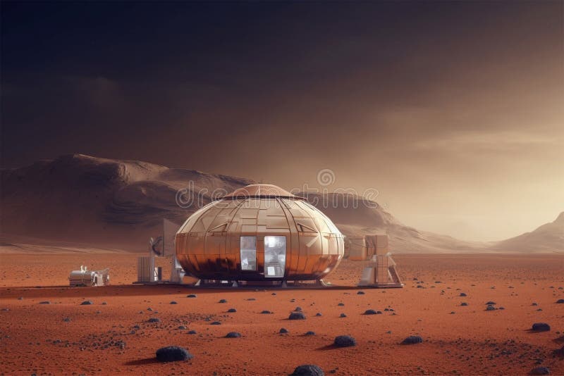 Building on Planet Mars. Colonization Concept Stock Illustration ...