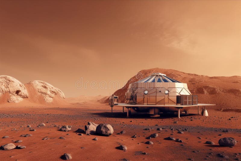 Building on Planet Mars. Colonization Concept Stock Illustration ...