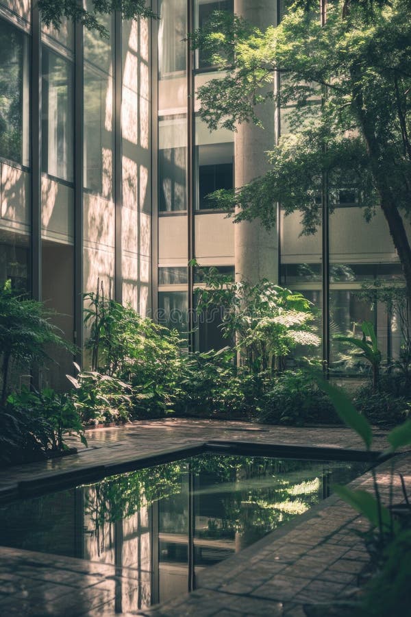 Building with Pool Center stock image. Image of indoor - 379279321