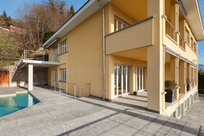 Building with Pool, Outdoor Stock Photo - Image of residential, pool ...