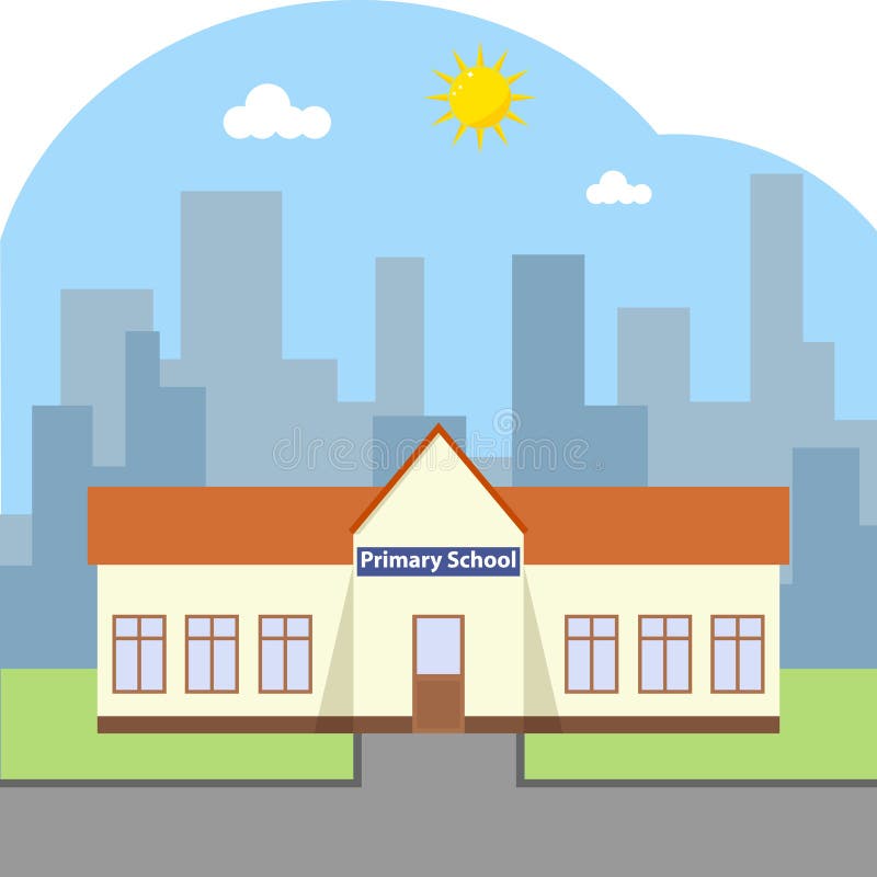 The Building of Primary School Stock Vector - Illustration of facade ...
