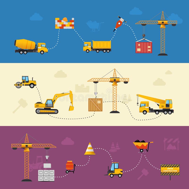 Building Process Banners stock vector. Illustration of derrick - 210067001