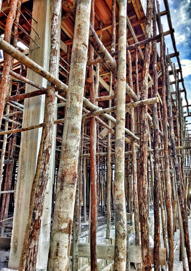 A Building is in the Process of Being Built, Local Wood Structures To ...