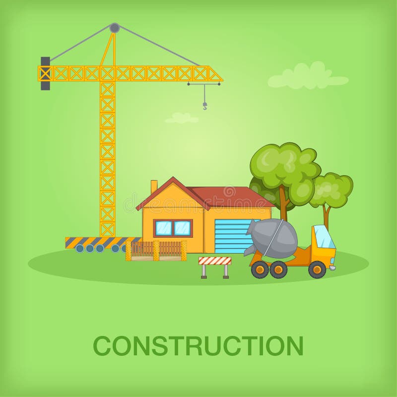 Building Process Concept Cottage, Cartoon Style Stock Vector ...