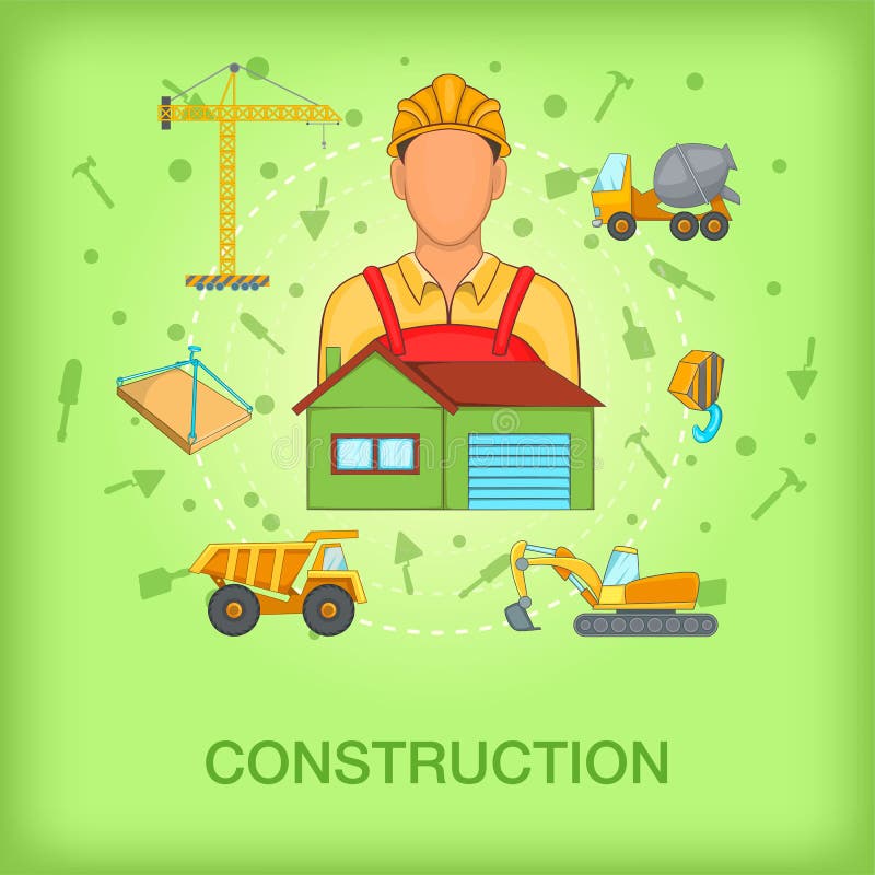 Building Process Concept Worker, Cartoon Style Stock Vector ...