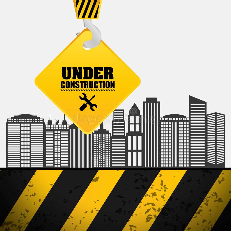 Building Process Hang Crane Sign Under Construction Stock Illustration ...