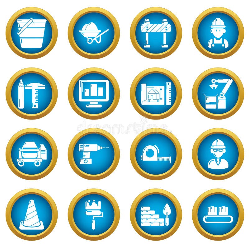 Building Process Icons Set, Simple Style Stock Vector - Illustration of ...
