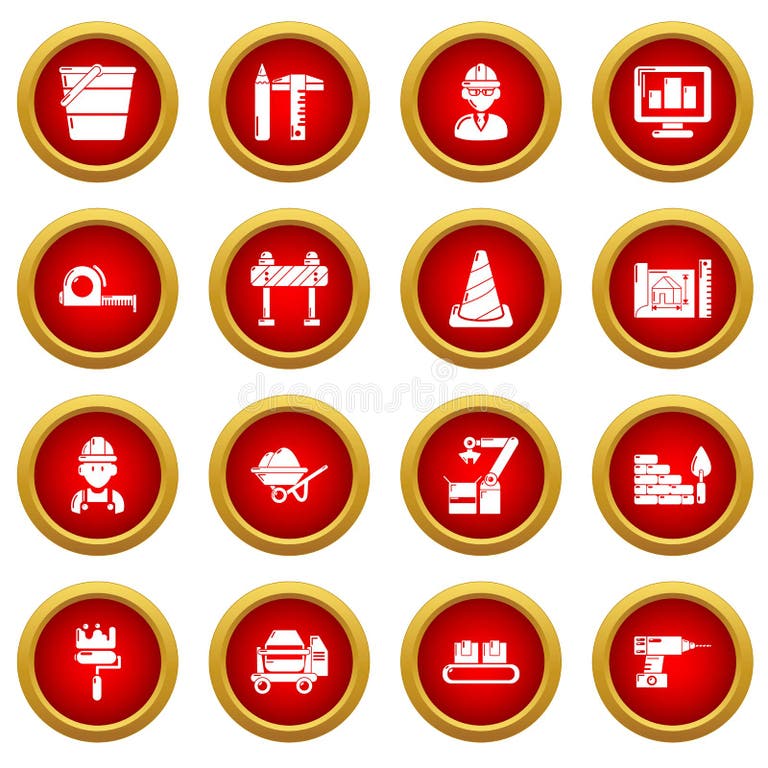 Building Process Icons Set, Simple Style Stock Vector - Illustration of ...