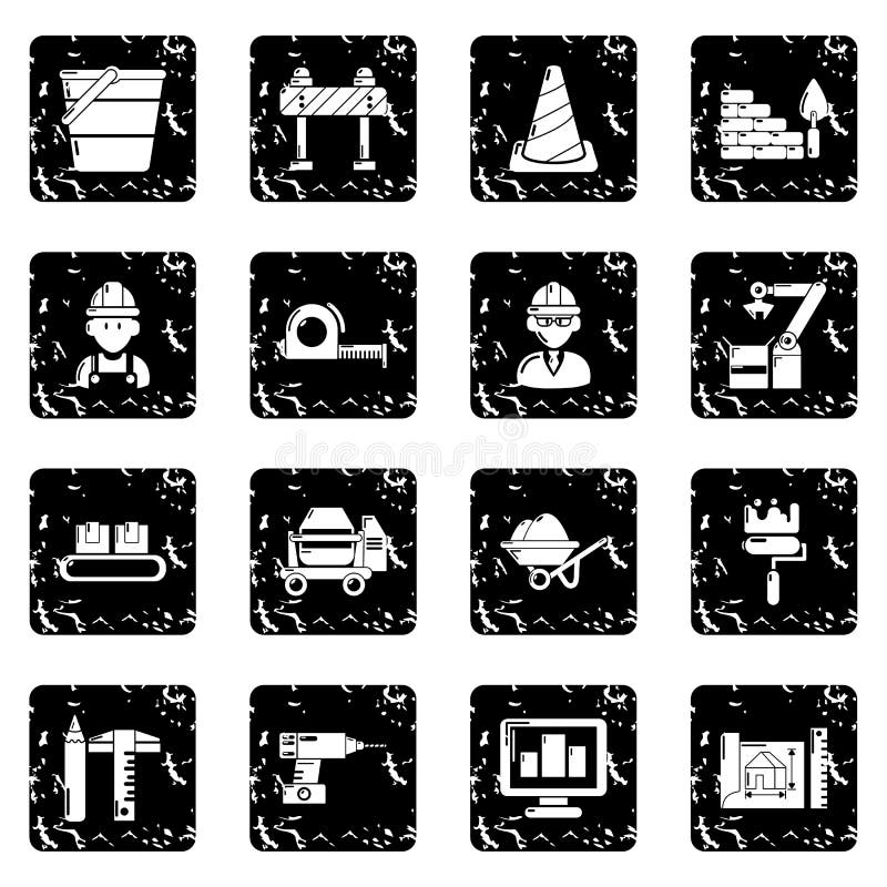 Building Process Icons Set Grey Vector Stock Vector - Illustration of ...