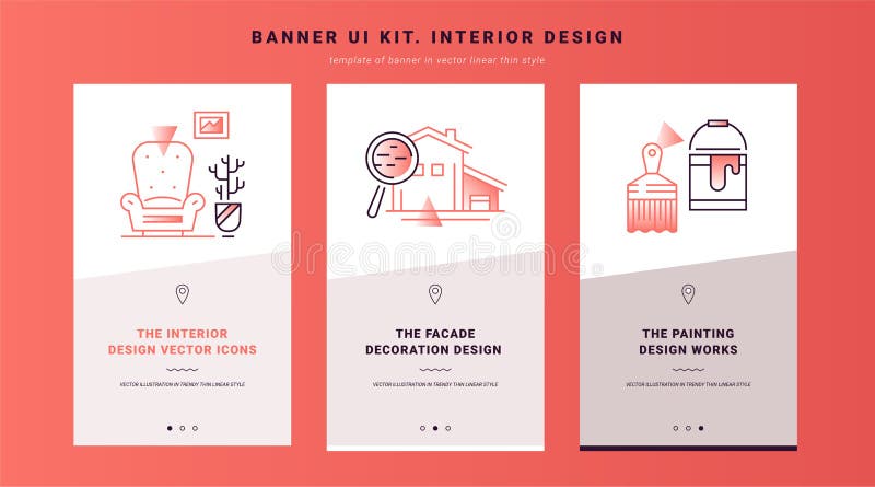 Ui Kit Banners of Interior Design Process. Concept Interior Design in ...