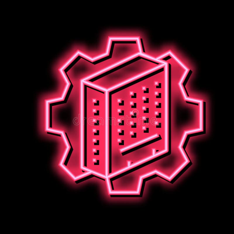 Building Process Neon Glow Icon Illustration Stock Vector ...