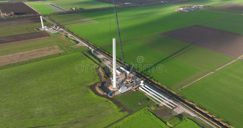 Building Process of Wind Turbine Windmill Construction with Cranes ...