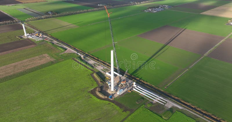 Building Process of Wind Turbine Windmill Construction with Cranes ...