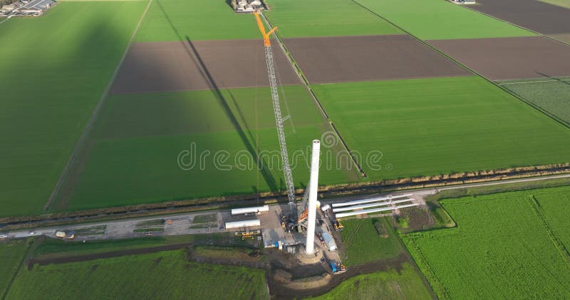 Building Process of Wind Turbine Windmill Construction with Cranes ...