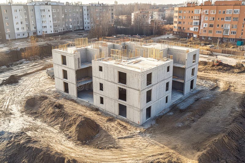 Building Progress Captured from Above in a Lively Residential Area with ...