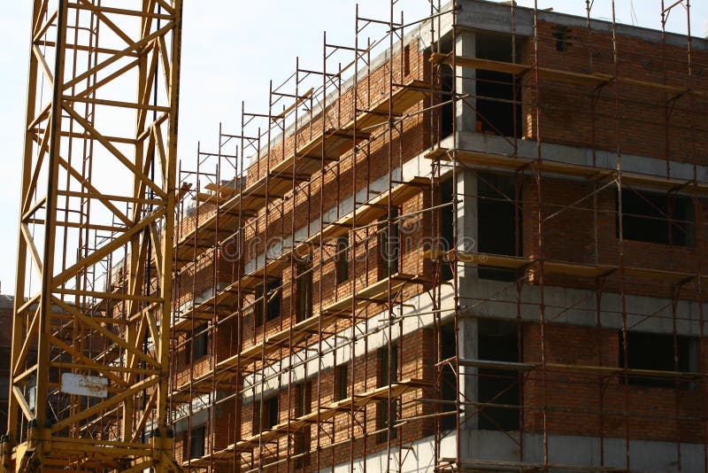 Building in Progress on Construction Yard Stock Photo - Image of ...