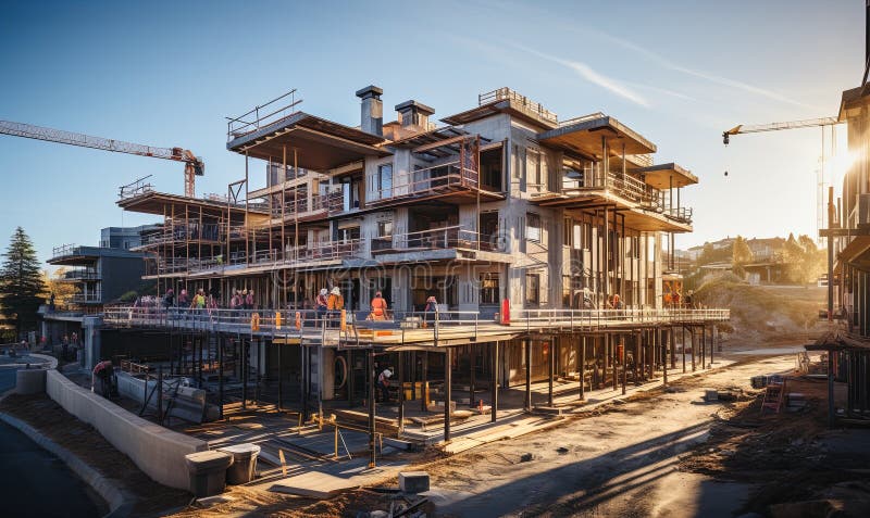 Building Under Construction with Crane in Background Stock Image ...