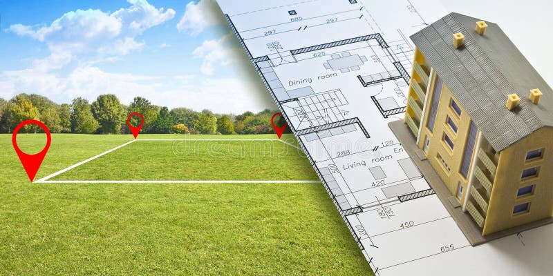 BUILDING PROJECT CONCEPT with LAND PLOT, FLOOR PLAN, and HOUSE MODEL - Real Estate Planning ...