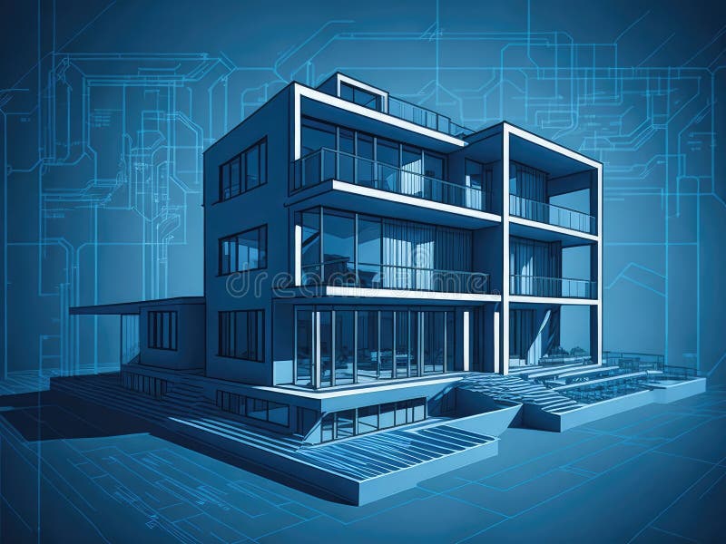 Building Project Plan Blueprint of a Modern Design. Ai Generative Stock ...