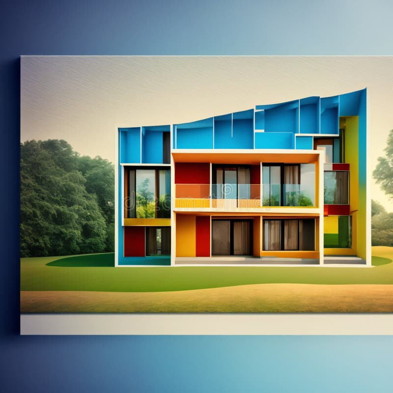 Building Project Plan Blueprint of a Modern House. Designed Using ...