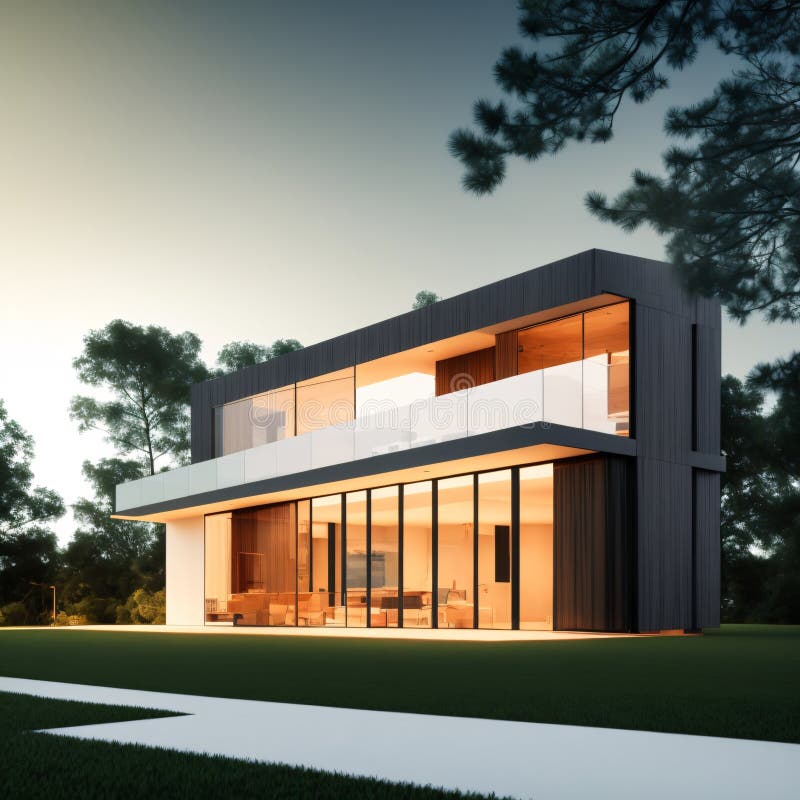 Building Project Plan Blueprint of a Modern House. Designed Using ...