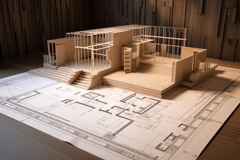 Building Project Plan Blueprint of a Modern House Stock Illustration ...