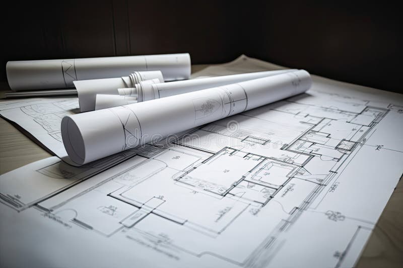 Building Project Plan Blueprint of a Modern House Stock Illustration ...