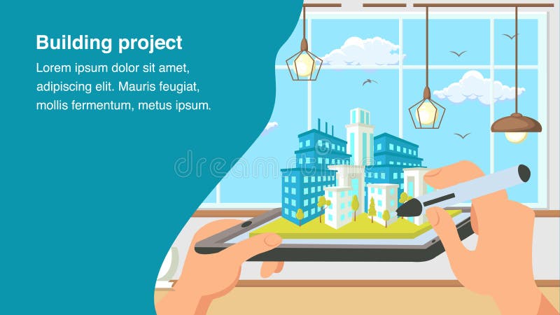 Building Project Website Banner Vector Template Stock Vector ...