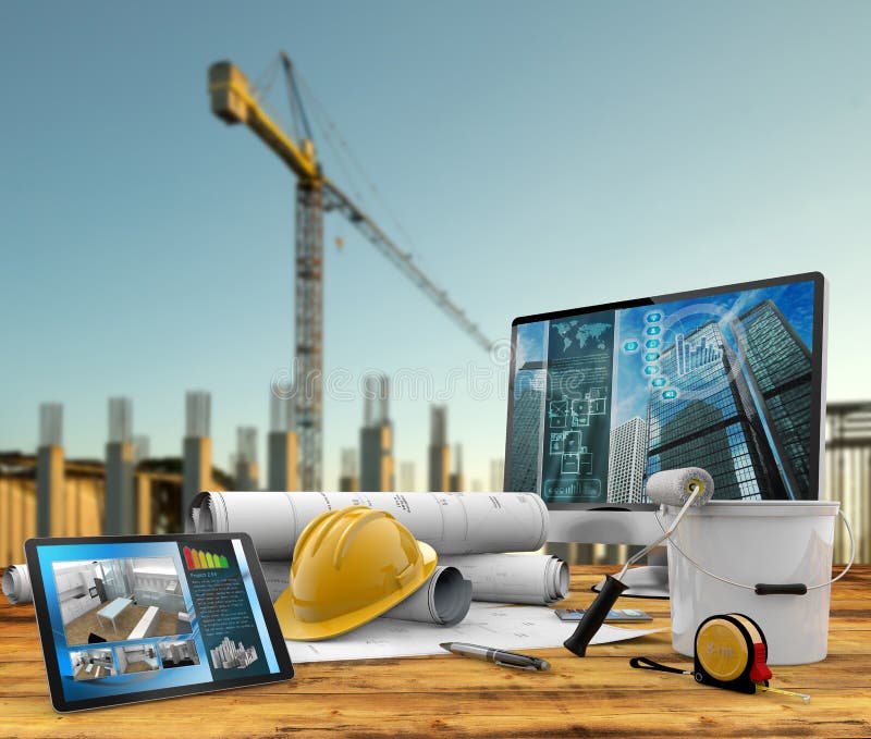 Site manager s office stock illustration. Illustration of computer ...